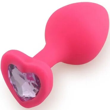 Play Secrets Silicone Butt Plug Heart Shape Medium, розовый/светло-фиолетовый. Средняя анальная пробка с кристаллом в форме сердца