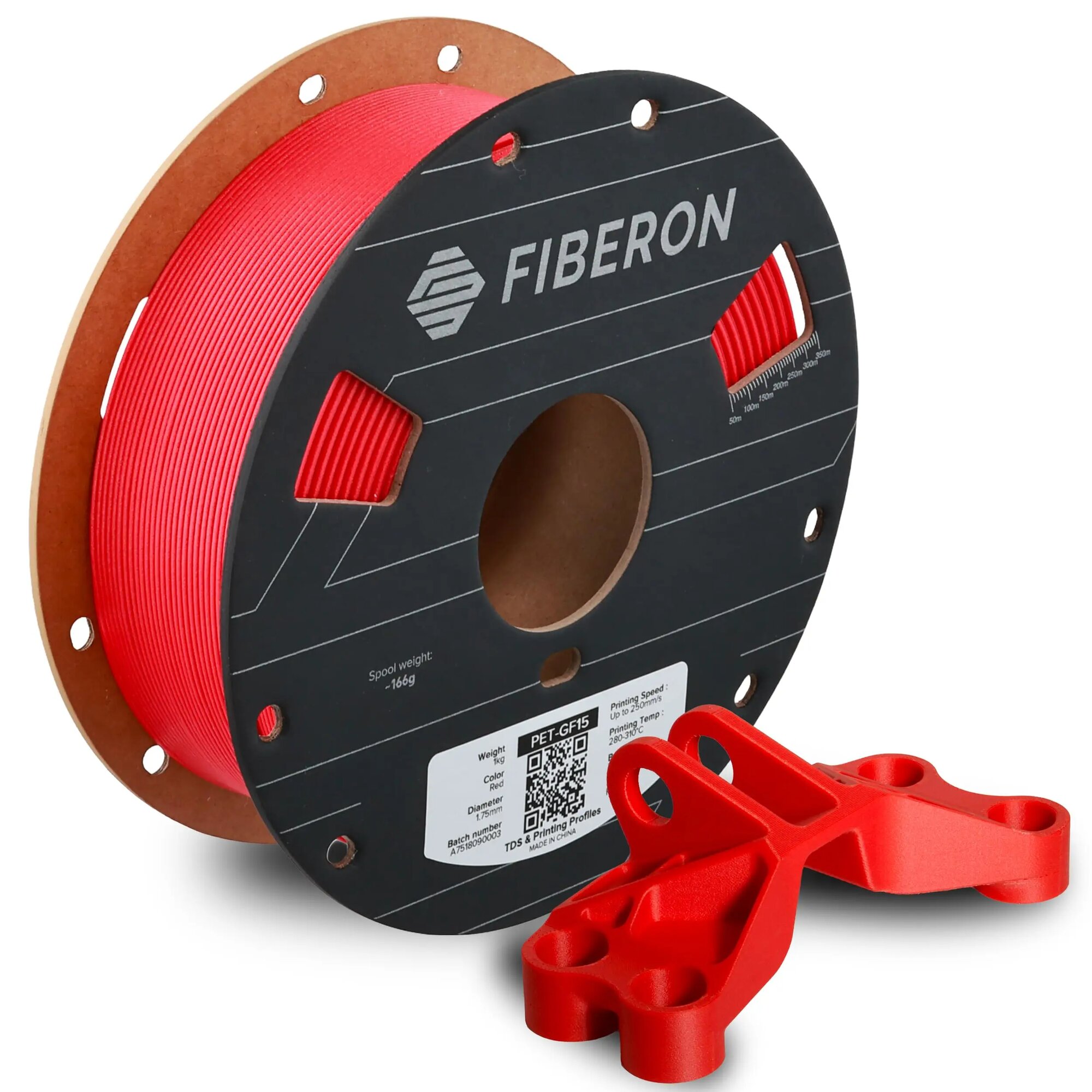 Antinsky Fiberon Black PET-GF15 filament 1.75mm 1kg Красный, Red 1kg
