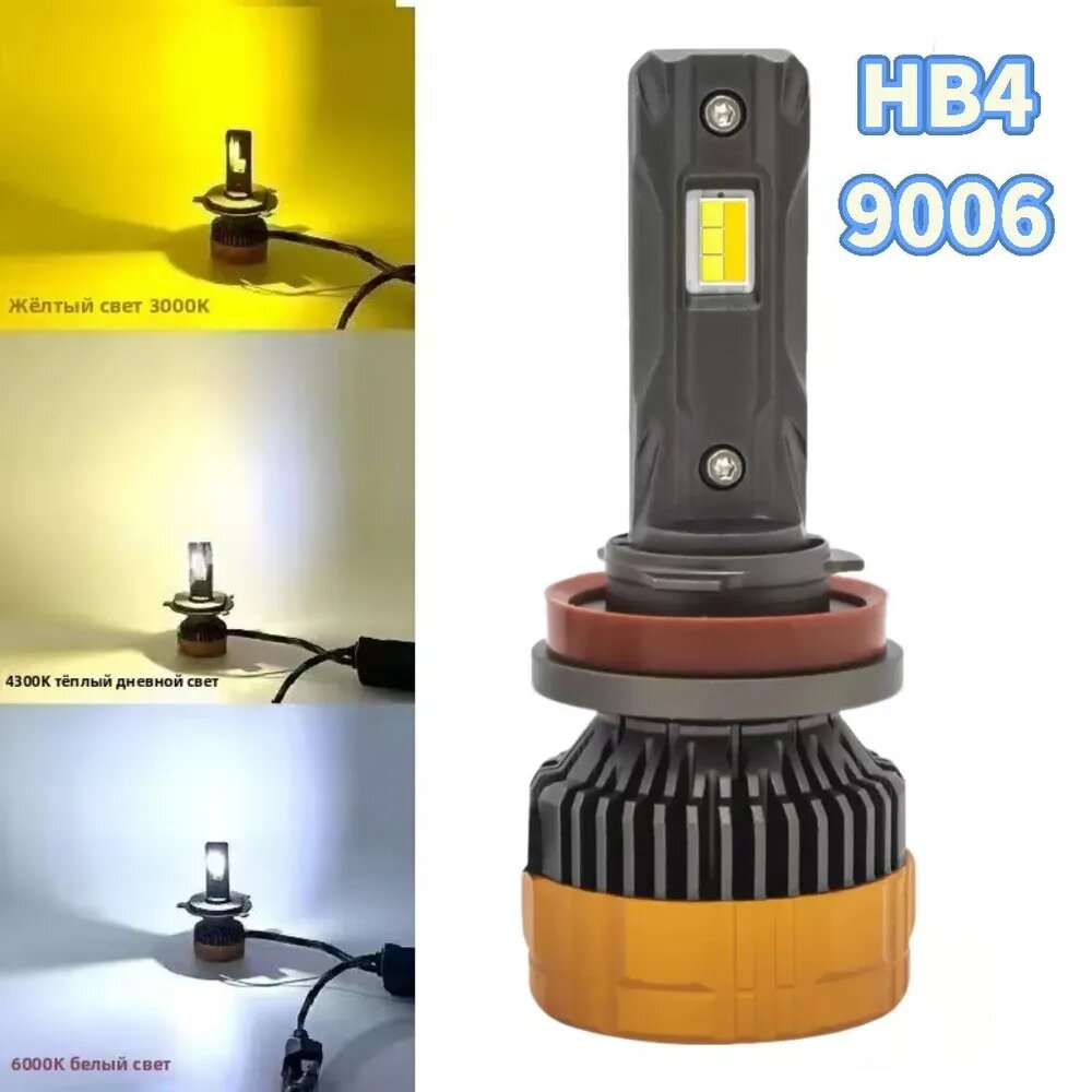 Лампа автомобильная LED, HB4, 2 шт. арт. Светодиодные лампы HB4/9006 с пультом, 12-24В, прямое подключение, 2 шт