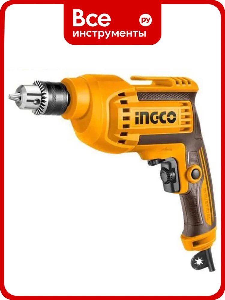 Дрель INGCO Industrial ED55038, 550 Вт, безударная, ключевой патрон, 1 скорость