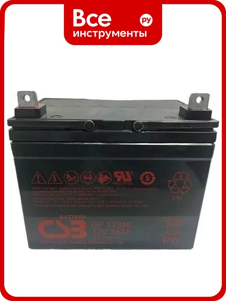 Аккумулятор для ИБП CSB GP12340 12В, 34 Ач УТ-00000092 прямая полярность с болтовыми клеммами технология