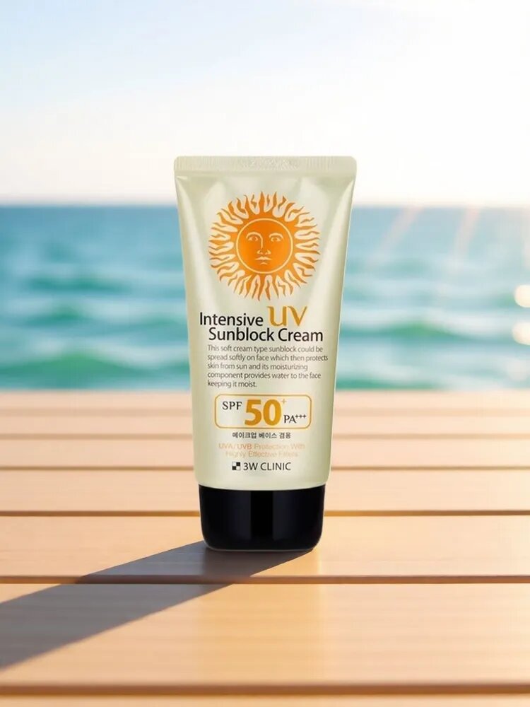 3W CLINIC Интенсивный солнцезащитный крем для лица, Intensive UV Sunblock Cream, 70 мл