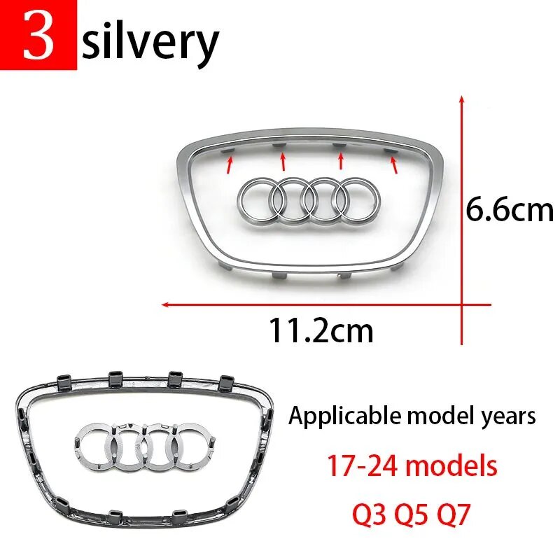 Эмблема на руль Audi для A3 A4 A5 A6 A7 A8 Q3 Q5 Q7 TT e-tron, накладка на логотип Ауди, тюнинг салона автомобиля, аксессуары для авто