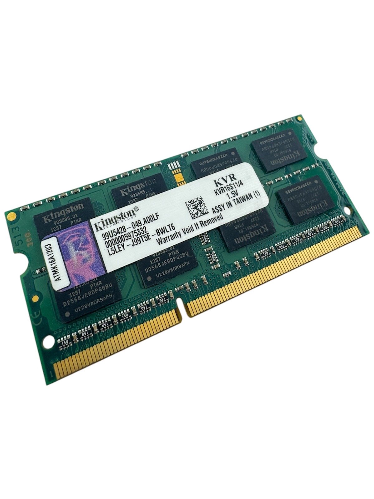 Оперативная память для ноутбука Kingston 4Гб DDR3 1600 МГц SODIMM KVR16S11/4-SP