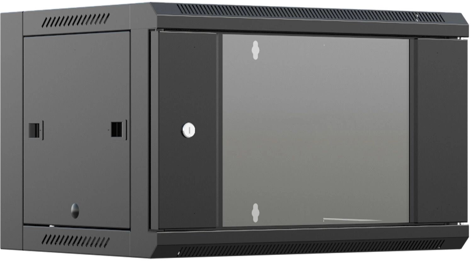 Шкаф коммутационный NTSS (NTSS-W9U6045GS-2BL) настенный 9U 570x450мм пер. дв. стекл 60кг черный 20.1кг 220град. IP20