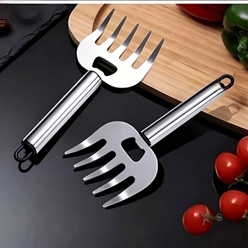 Многофункциональные мясные вилки-когти для разделки мяса, защиты рук, открывания бутылок, 2 шт, серебристые