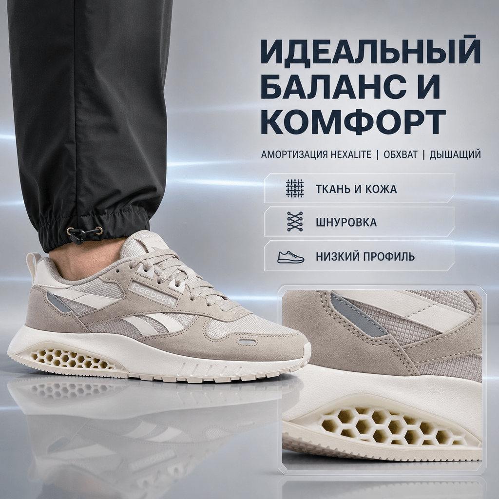 Кеды Reebok Reebok Classic, размер 43 EU, серый — фото 1