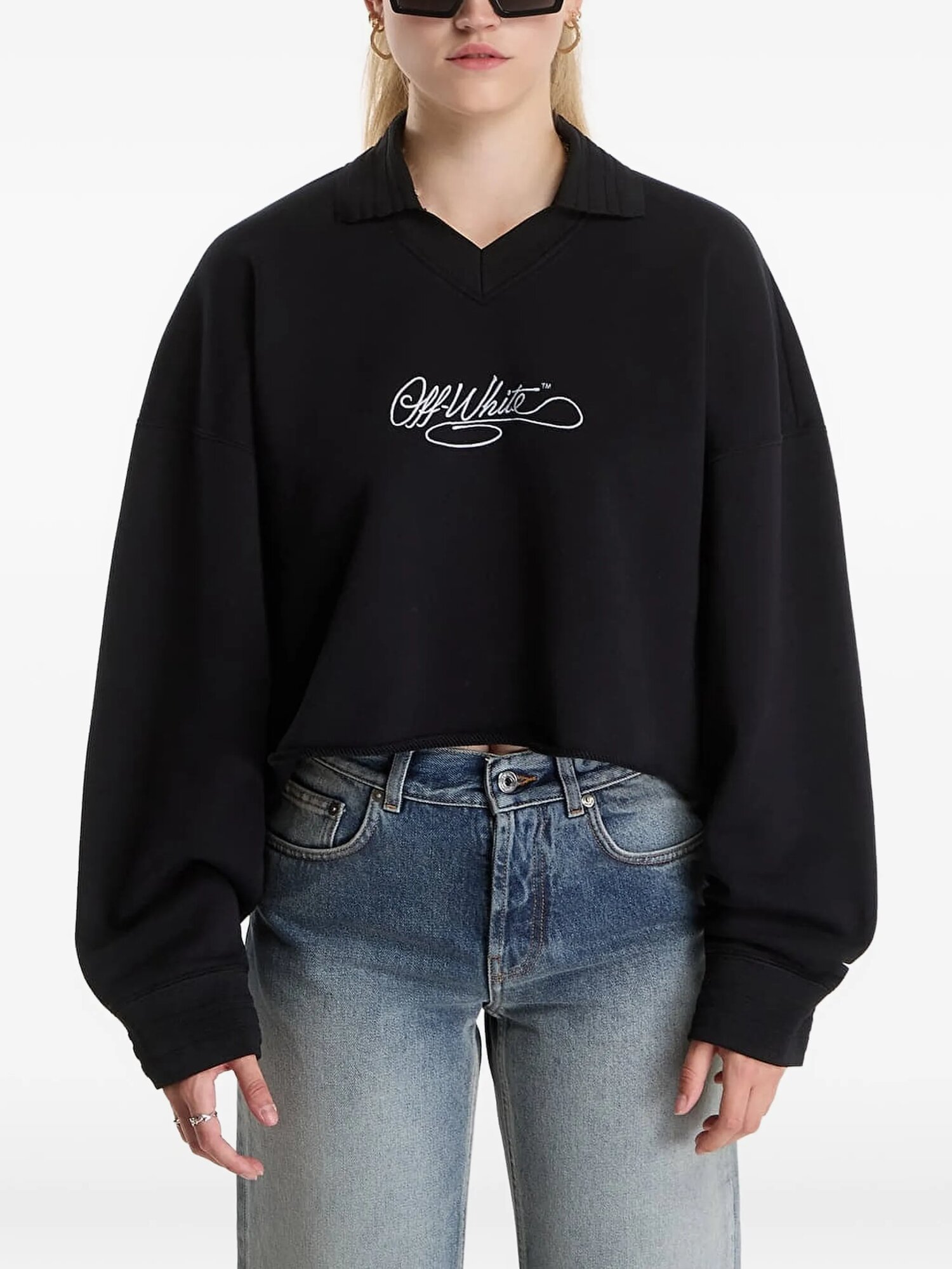 Свитер Logo-embroidered polo-collar sweater