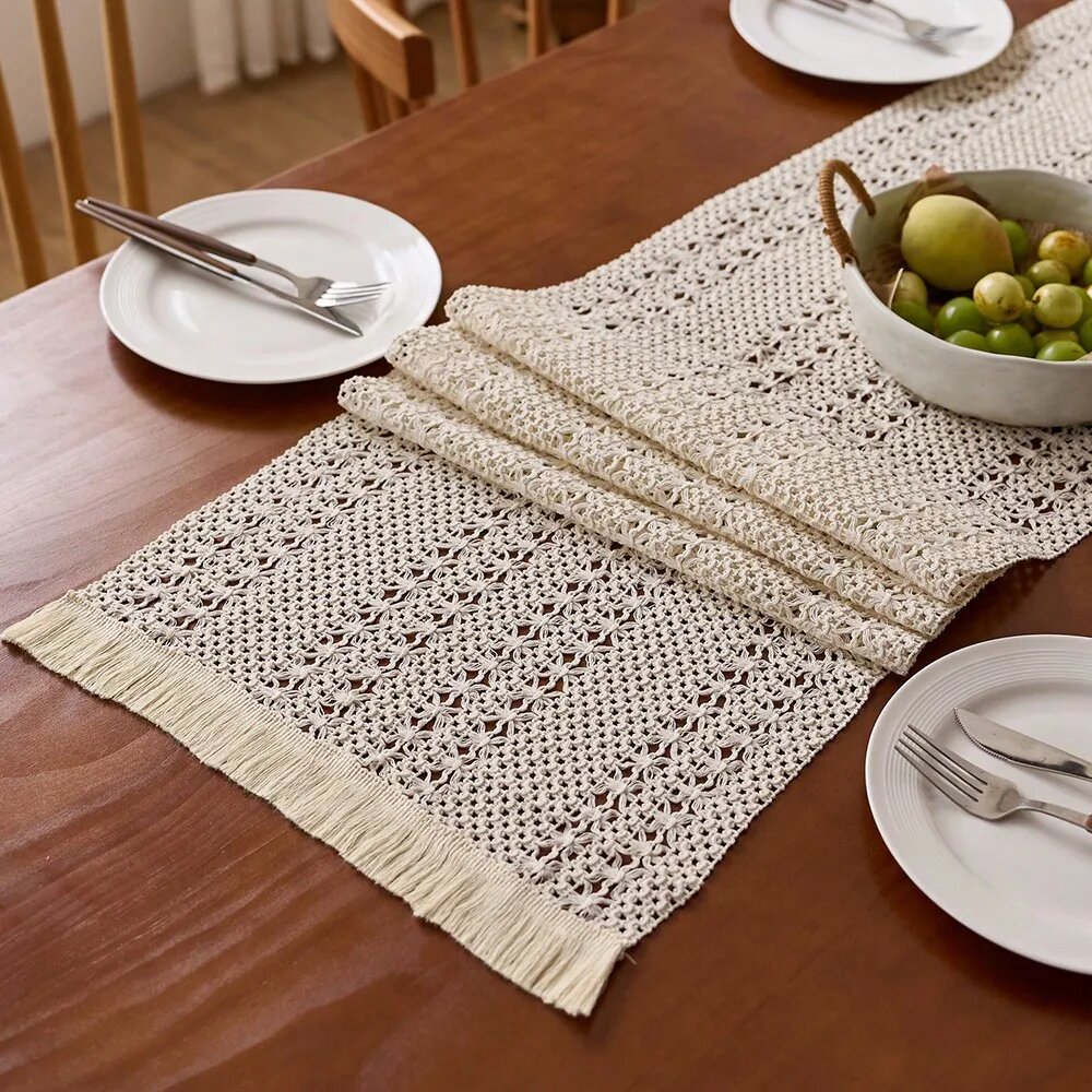 Богемная дорожка для стола Nordic, полиэстер, 1 шт. Бежевый, 30*50cm, BEIGE
