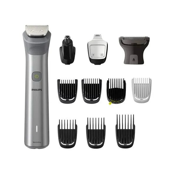 Philips Электробритва MG5940/15 Многофункциональный мужской триммер 12-в-1 для лица, волос и тела (влажное и сухое использование), серый металлик, черный