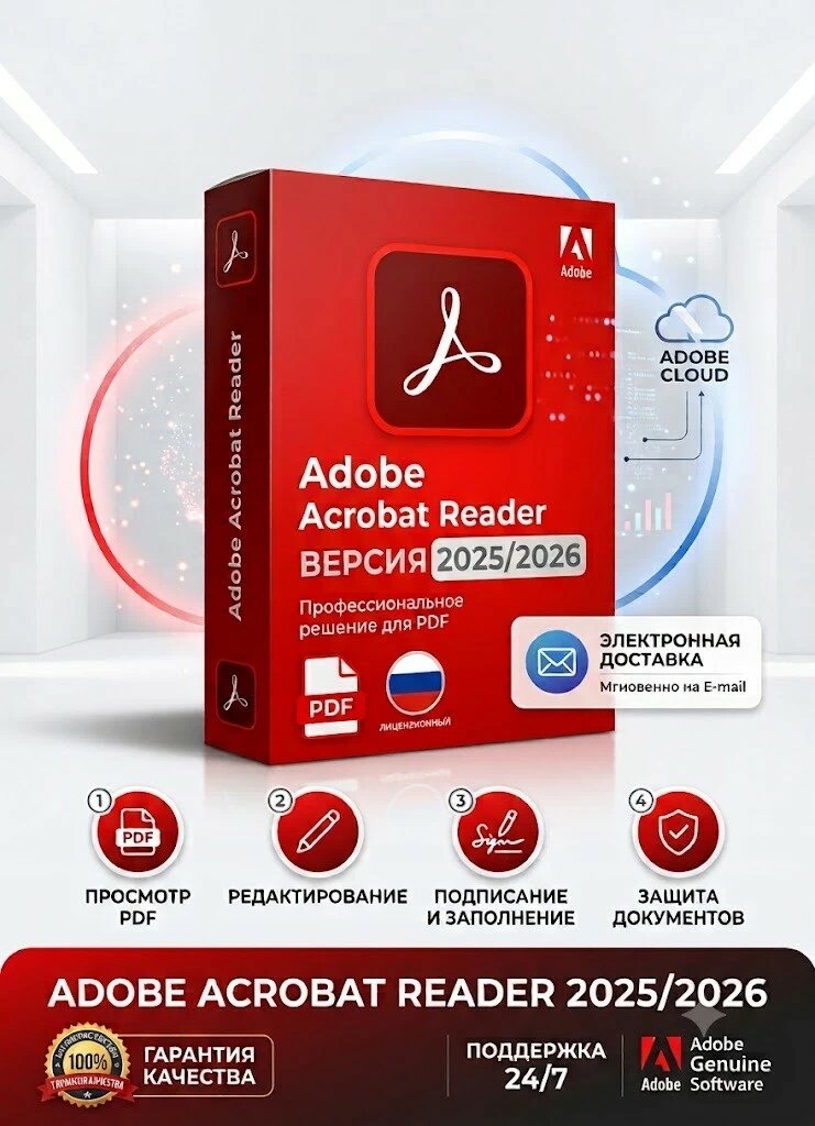 Adobe Acrobat Reader Версия 25/26 электронная доставка