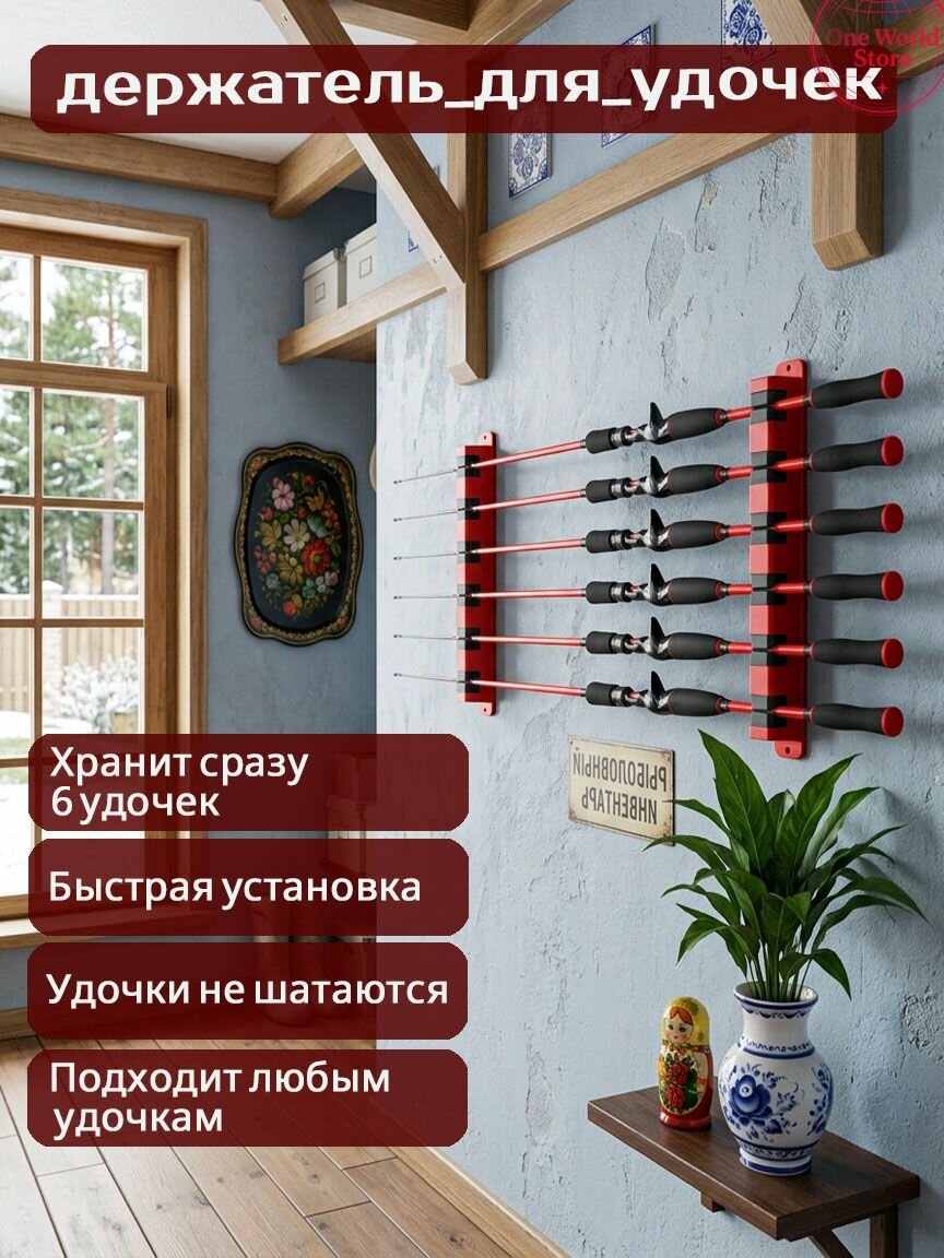 Горизонтальный настенный держатель для рыбацких удочек органайзер для гаража