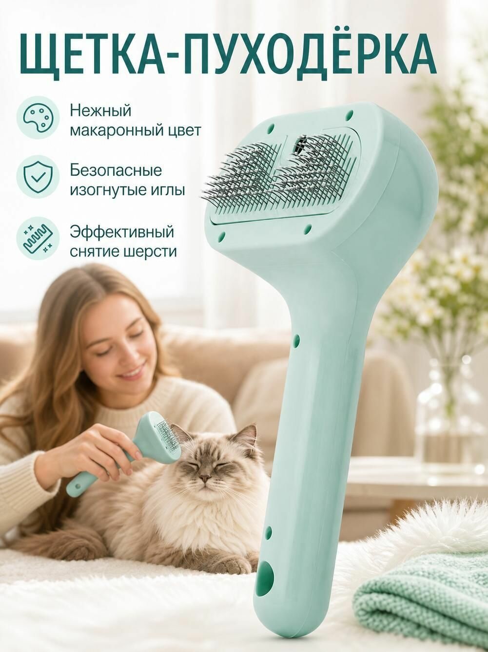 Расческа для удаления волос домашних животных 1 шт