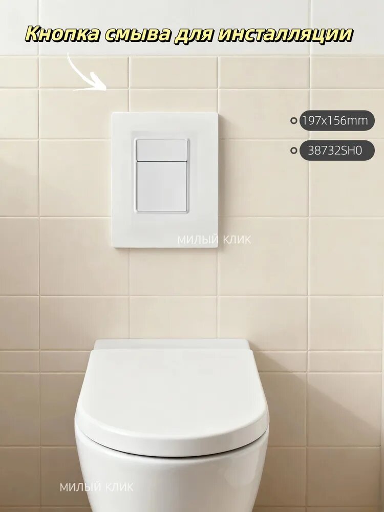 Кнопка смыва для инсталляции Grohe Rapid/Solido, 197x156мм, Белая глянцевая