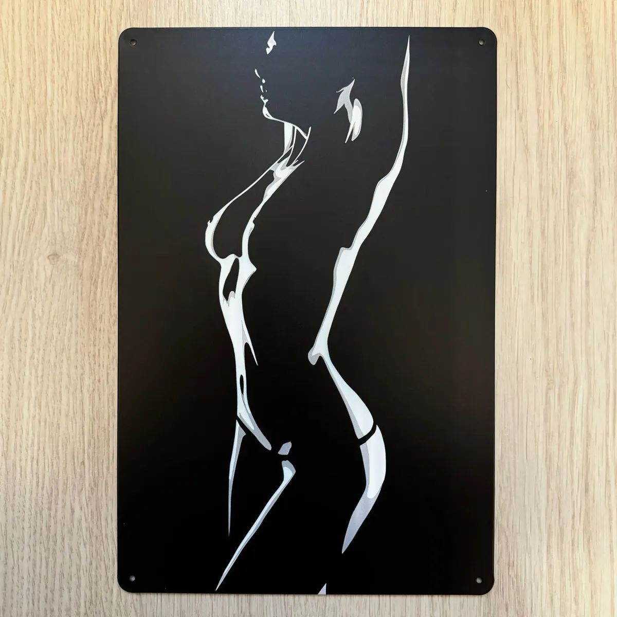 Табличка металлическая интерьерная Арт Art Девушка Силуэт Girl