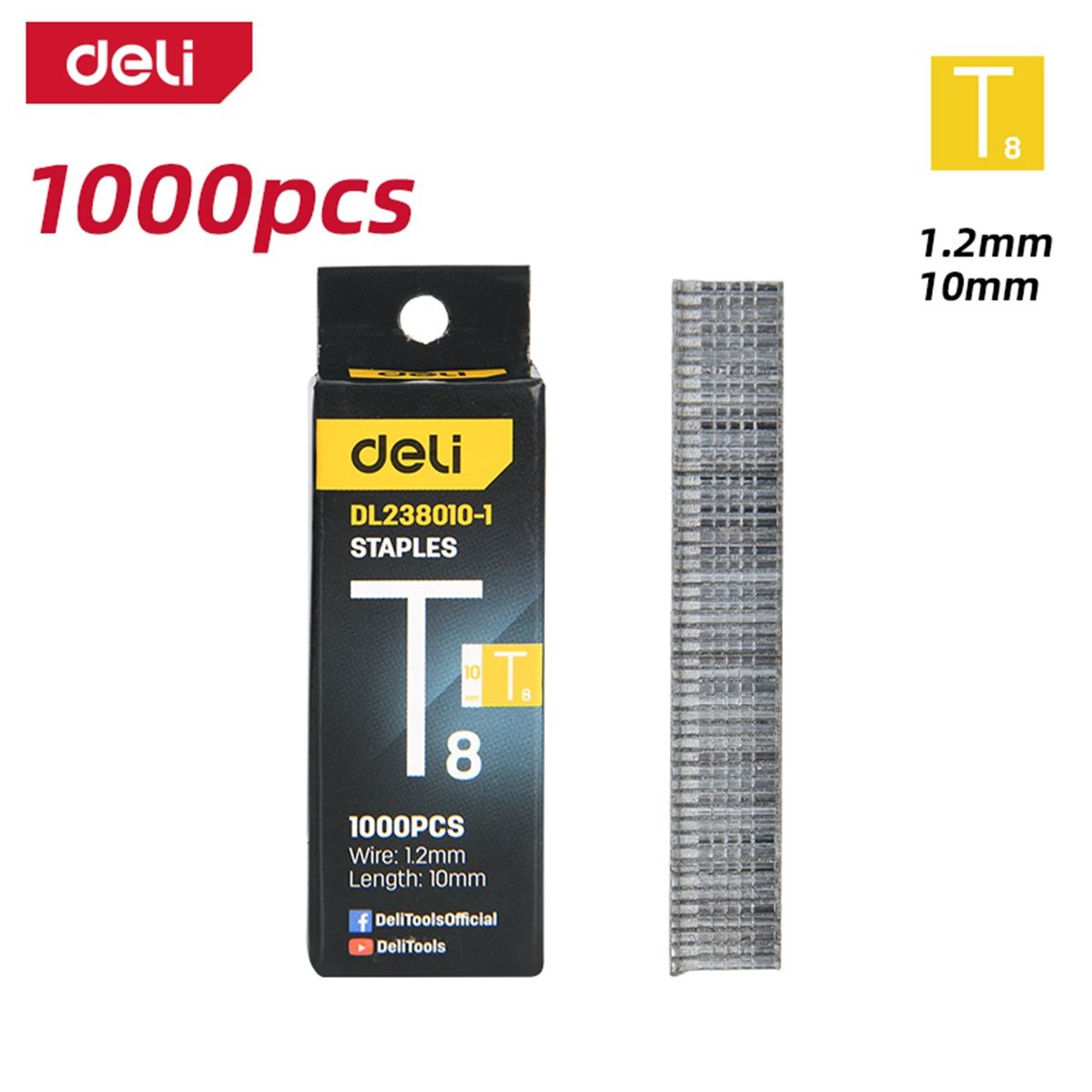 Набор скоб для степлера 1000 шт (Тип T) Deli DL238010-1 (10 х 1,2мм)