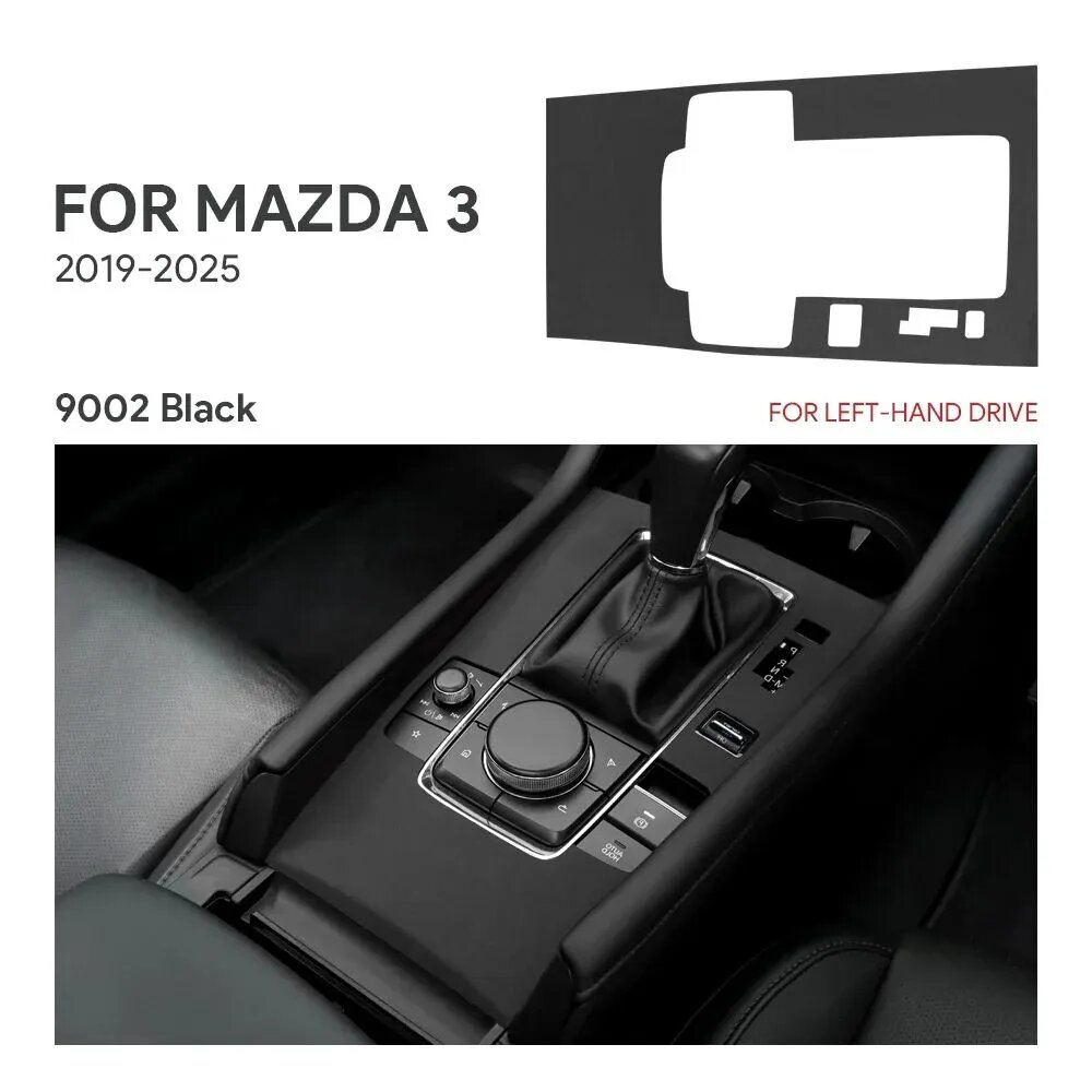 Замша премиум-класса для Mazda 3 Axela BP 2019 2020 2021 2022 2023 2024 2025 Панель переключения передач автомобиля со спортивными кнопками наклейки.