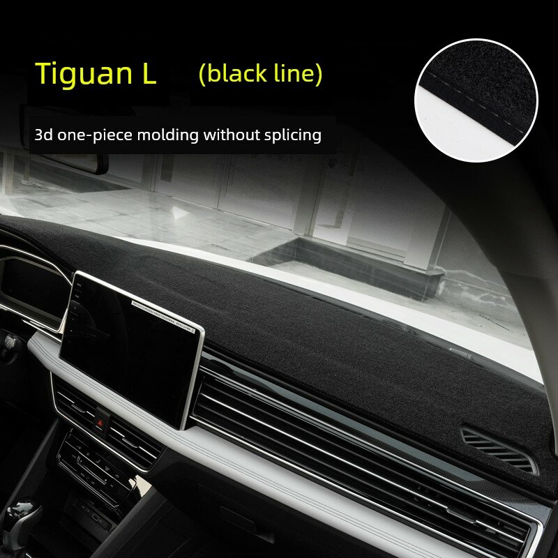3D Вельветовая Солнцезащитная Накладка для VW Tiguan L 2022-2026, Чёрная Полоса