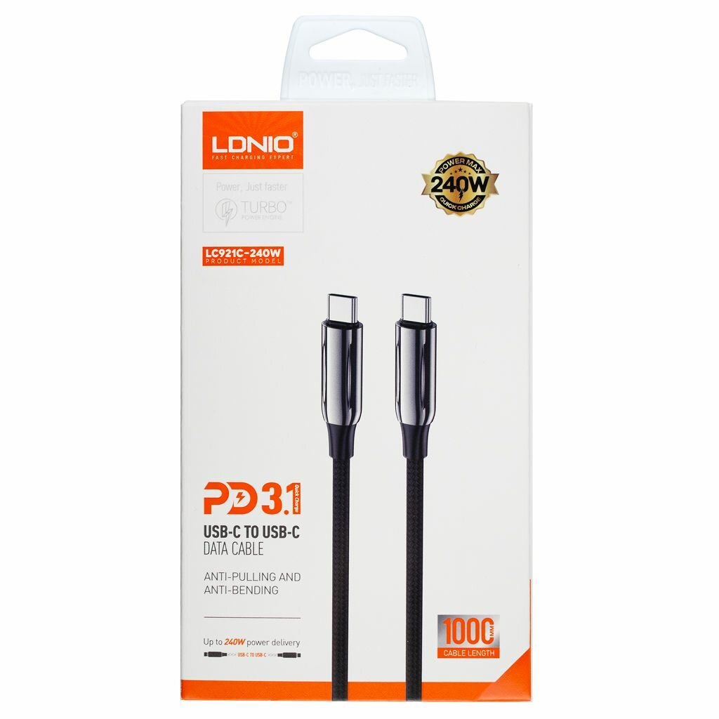 Кабель для быстрой зарядки и передачи данных LDNIO LC921 Type-C-->Type-C E-marker chip 1.0м USB PD Gray