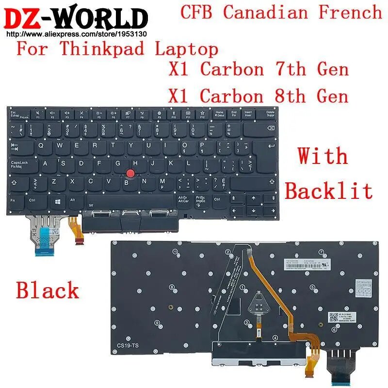 Клавиатура для Lenovo ThinkPad X1 Carbon 7/8 Gen, CFB French, черная, с подсветкой
