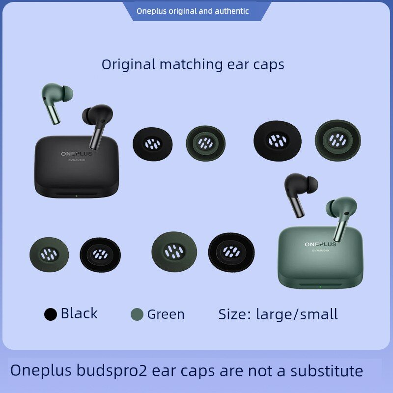 Оригинальные силиконовые ампулы для ушей OnePlus Buds Pro 2, большие размеры, 4 штуки, зеленый цвет, совместимость с