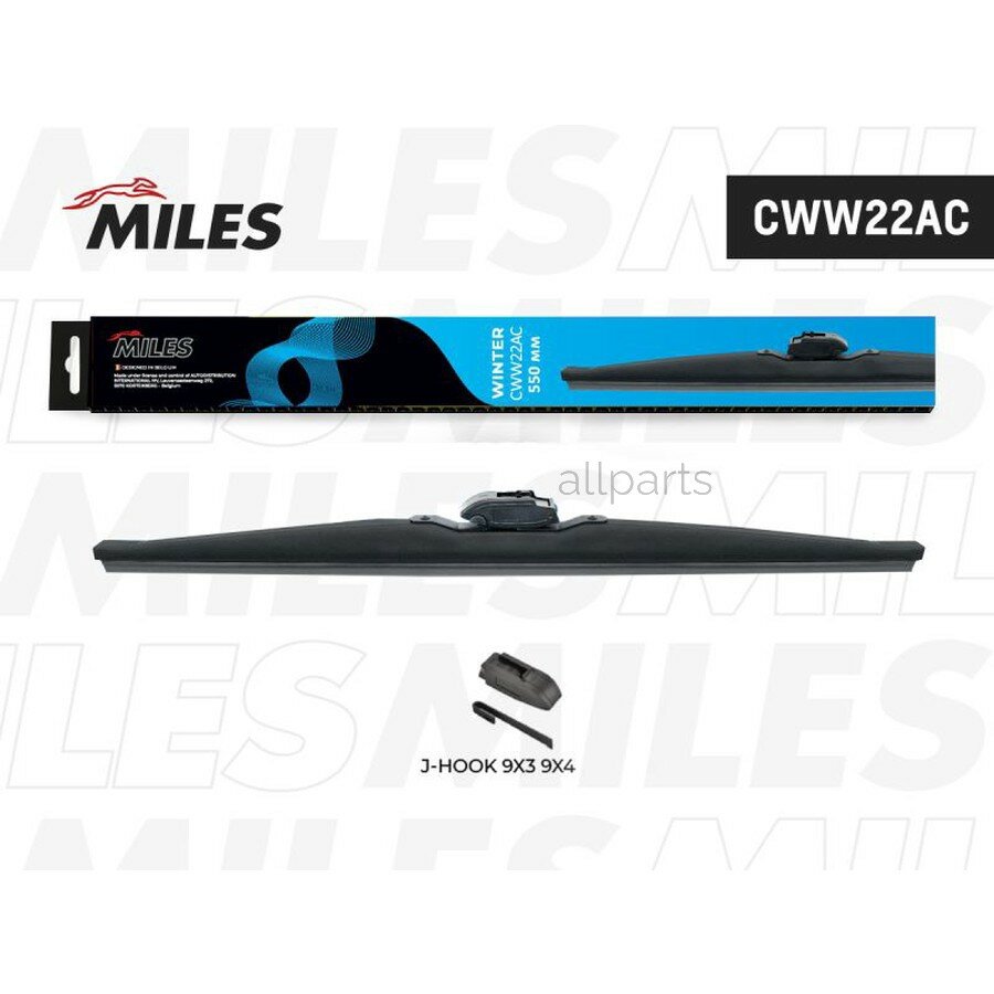 MILES CWW22AC Щетка с/о зимняя MILES 22/550mm в коробке + адаптер HOOK 9x3/9x4