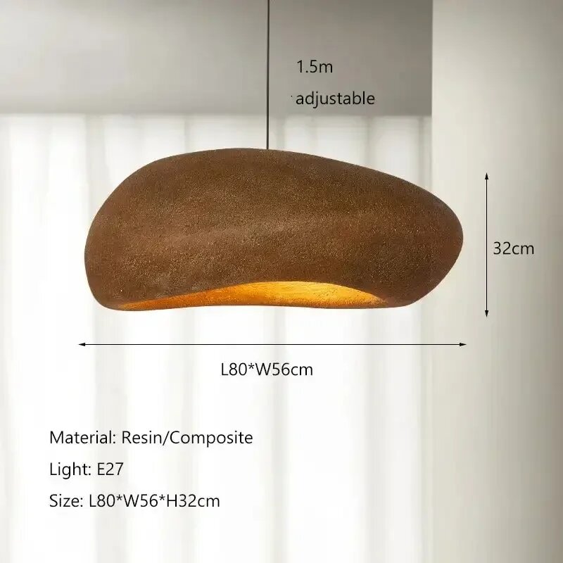 Ручная люстра Wabi Sabi с LED, современного японского стиля, подвесной свет для ресторана, кухонного острова, кафе, лофта, интерьерной отделки - C-L80cm коричневый