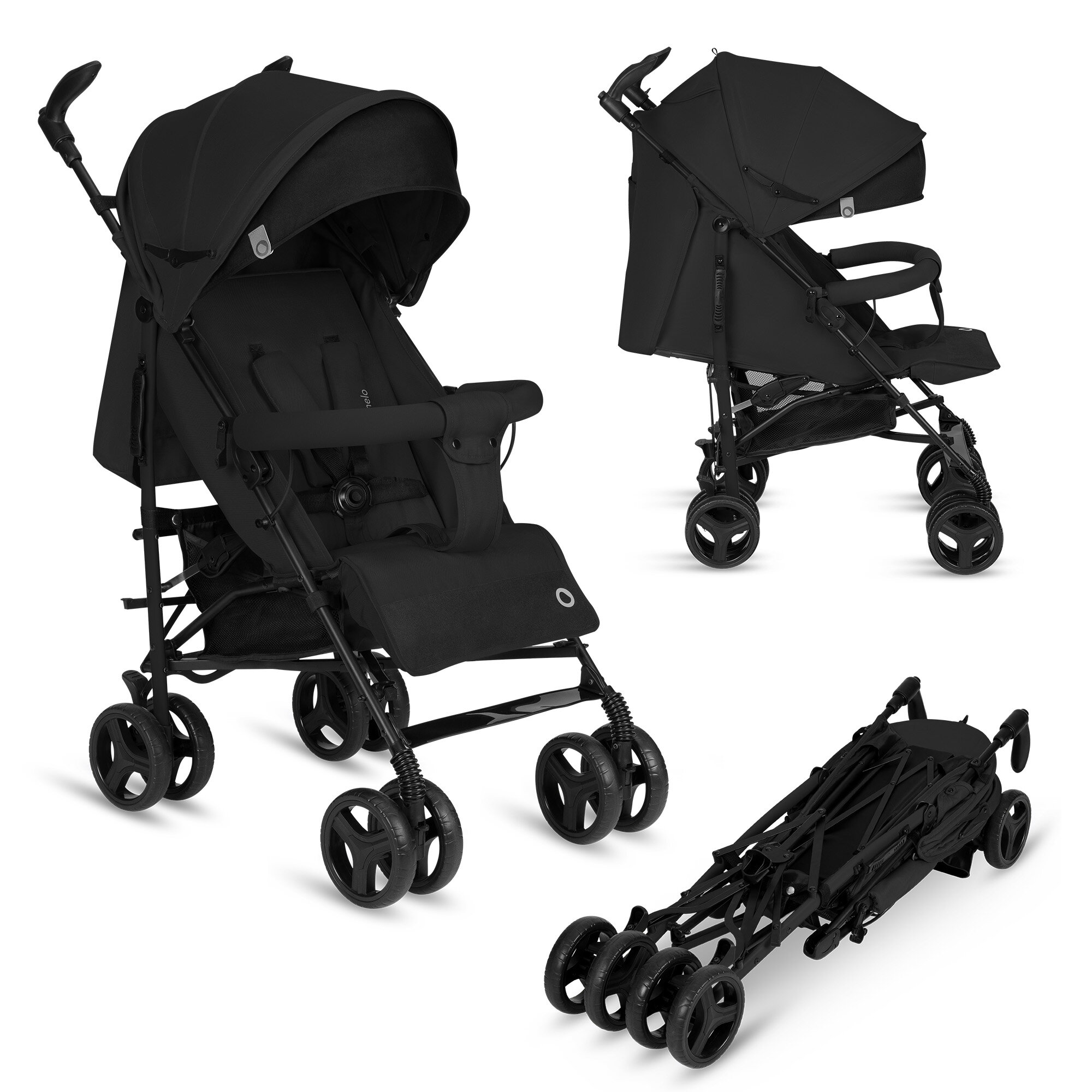 Коляска трость прогулочная для детей Lionelo Irma Black Onyx, черная