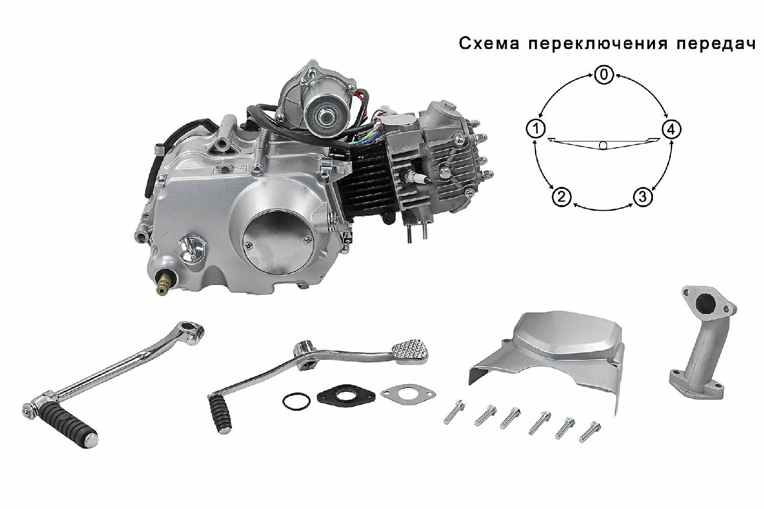 Двигатель 1P47FMD 70см3 эл. стар, 4МКПП по кругу ЮП, Delta, Alpha (серебристый)