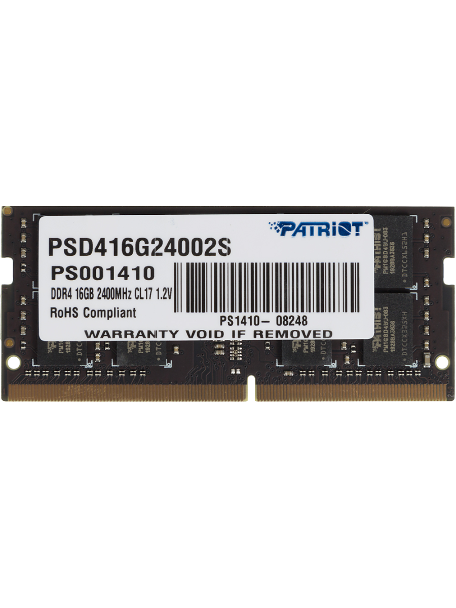 Память DDR4 16GB 2400MHz Patriot PSD416G24002S RTL PC4-19200 CL17 SO-DIMM 260-pin 1.2В dual rank RTL