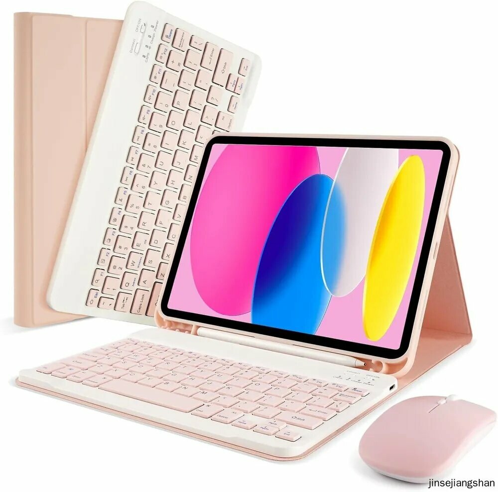 Клавиатура для iPad (A16) 11-го поколения (11 дюймов, 2025)/10-го поколения (10,9 дюймов, 2022) с беспроводной Bluetooth-мышью, защитным чехлом без стилуса. Русская раскладка.