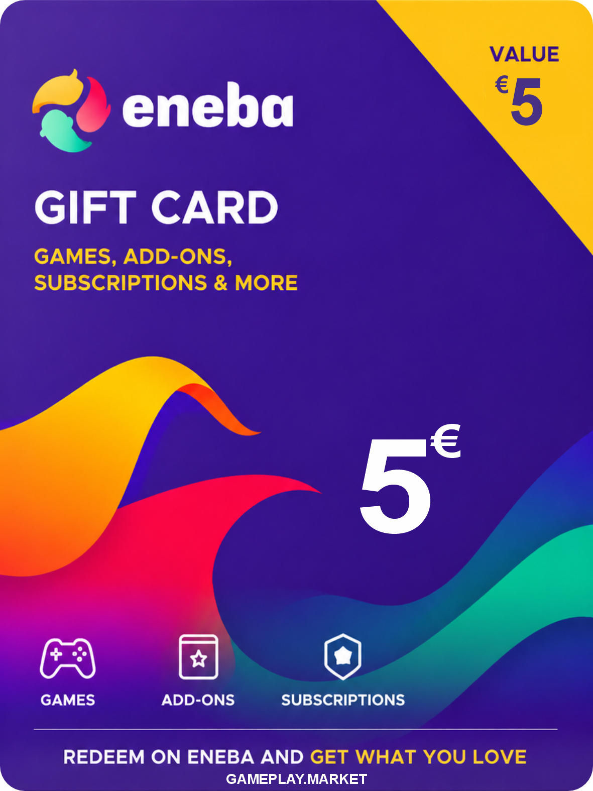 Подарочная карта Eneba на 5 EUR / Не для РФ и стран СНГ / Оригинальный цифровой код