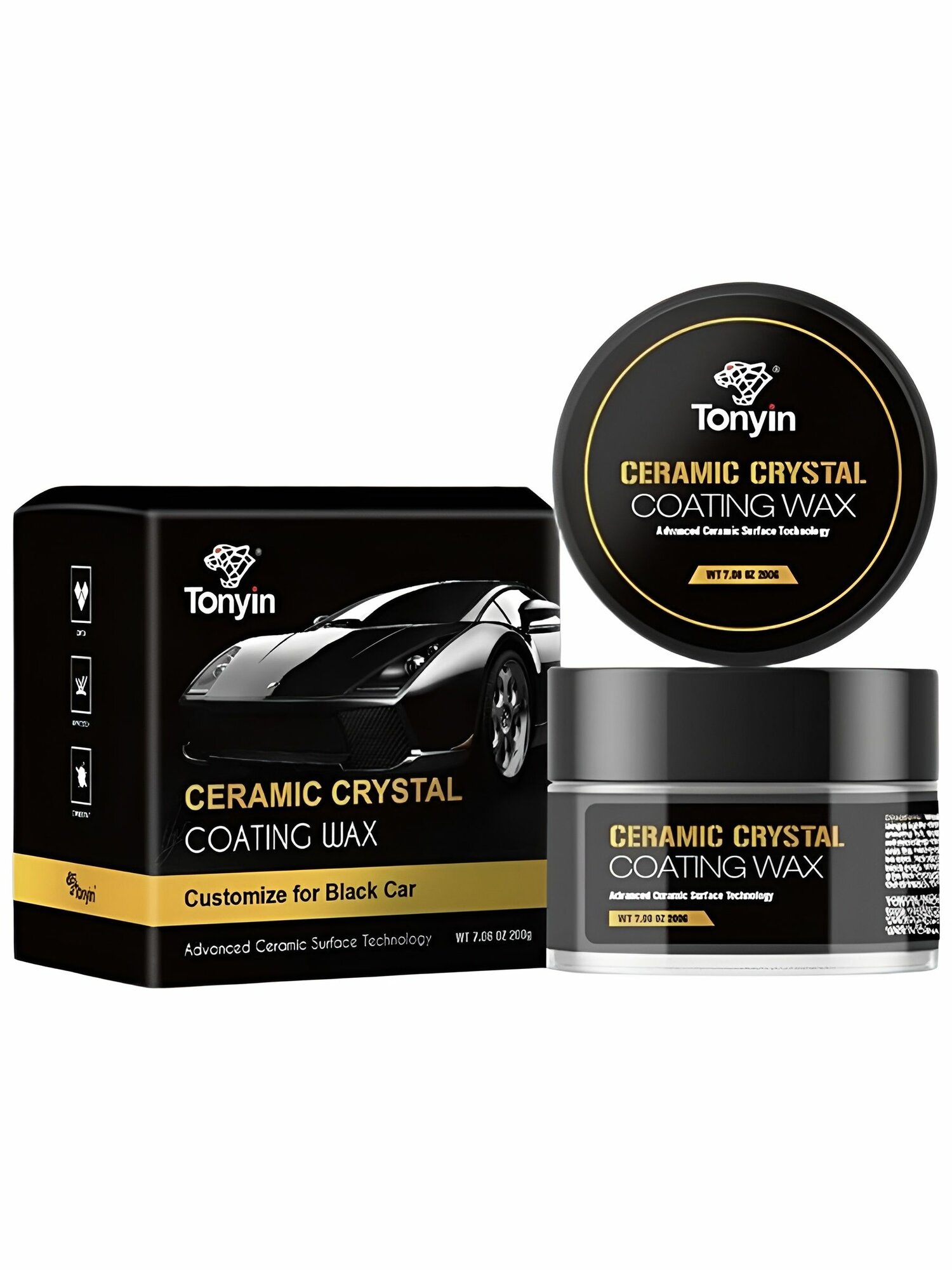TW04E Керамический воск паста для темных автомобилей CERAMIC CRYSTAL COATING WAX TONYIN, 200 г.