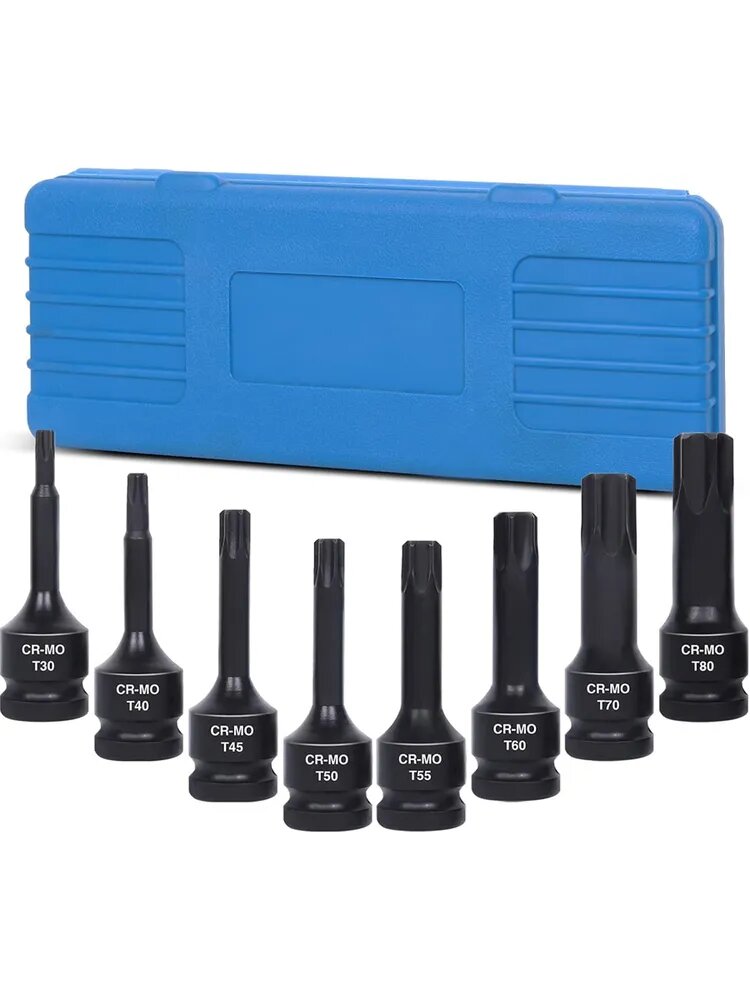 Набор головок-бит TORX ударных 8пр. 1/2" (T30, Т40, Т45, Т50, Т55, Т60, Т70, T80)