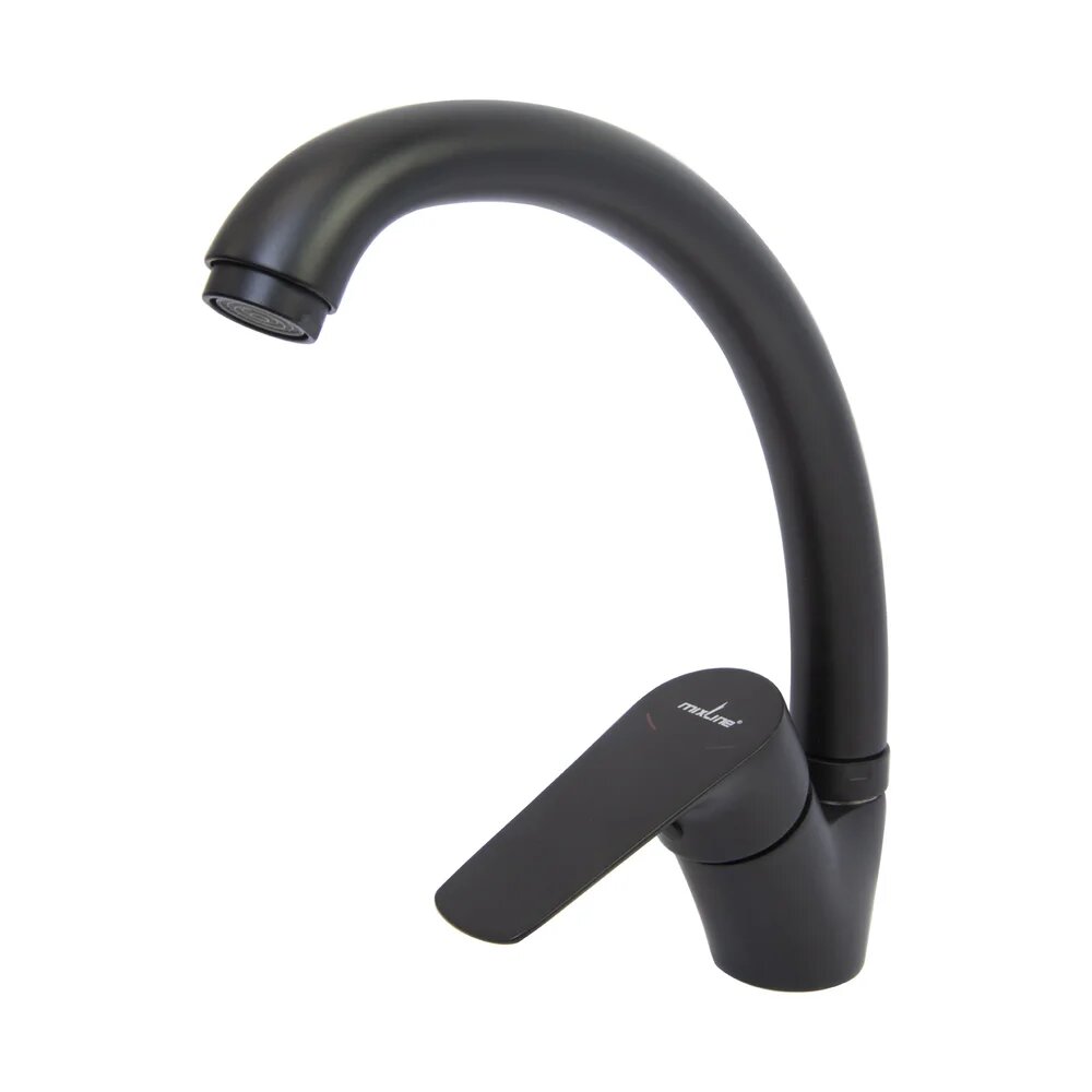 Смеситель для кухни 35k MIXLINE ML14-031BL высокий излив б/отв боковая п/гайку черный (без подводки)