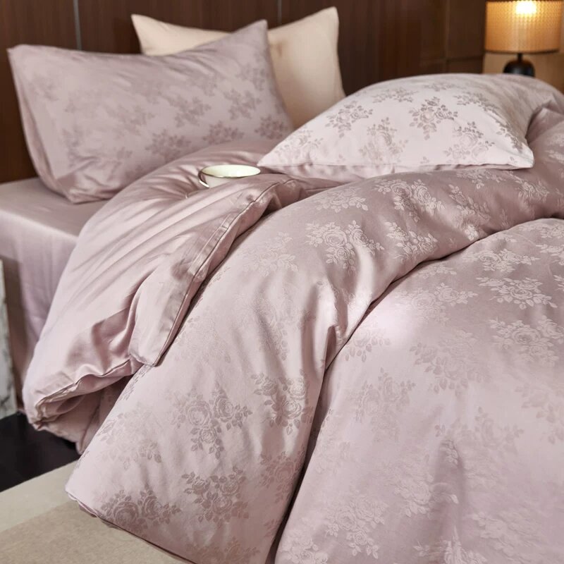 Комплект постельного белья ESIX Yile Home Textiles из 100% хлопка, 60 нитей, жаккардовый, 4 предмета: пододеяльник,