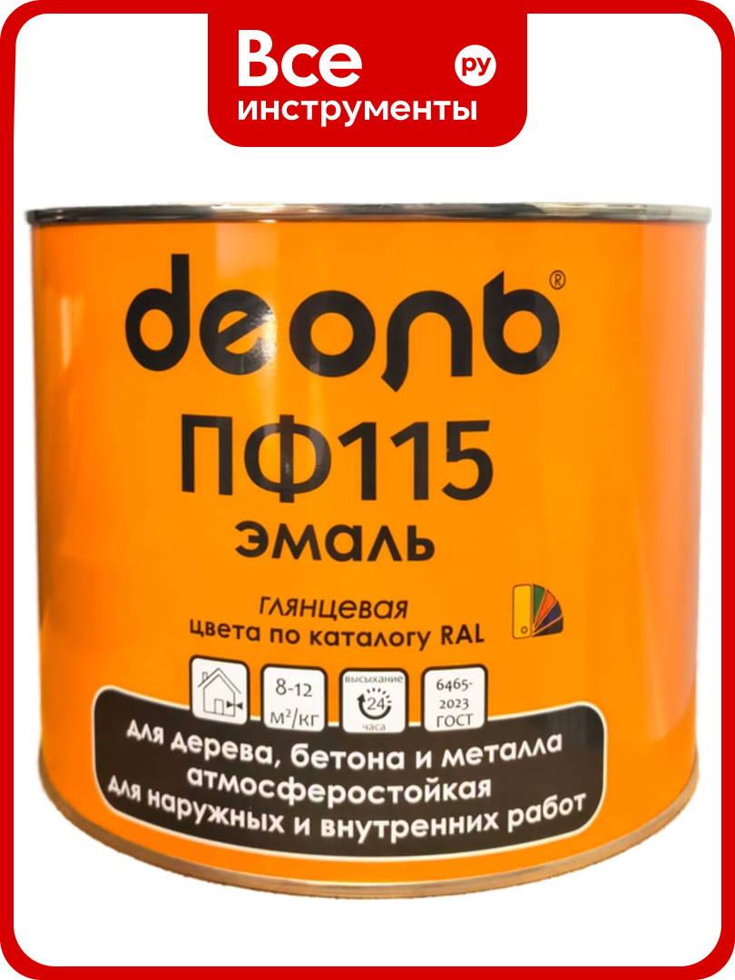 Эмаль алкидная Деоль ПФ-115 черная RAL9017 1,8кг глянцевая 00033373