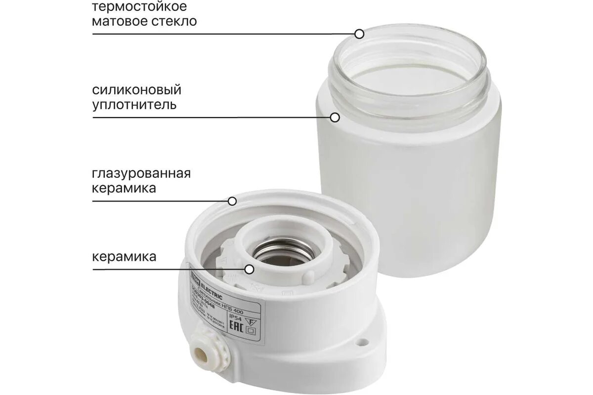 Настенно-потолочный светильник TDM ELECTRIC НПБ400, для сауны, белый, SQ0303-0048