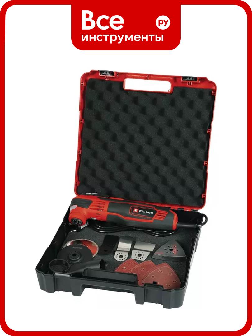 Многофункциональный инструмент Einhell TE-MG 350 EQ, 350вт, 22-40 тыс/мин, 3гр, Quick, конст. элка, набор оснастки, кейс 4465155