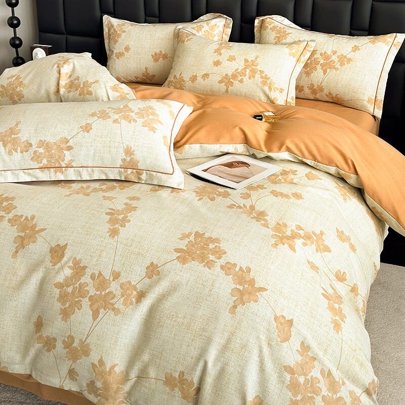 Комплект постельного белья Crystal Home Textiles из 100% чистого хлопка, утолщенный, с начесом, четыре предмета: