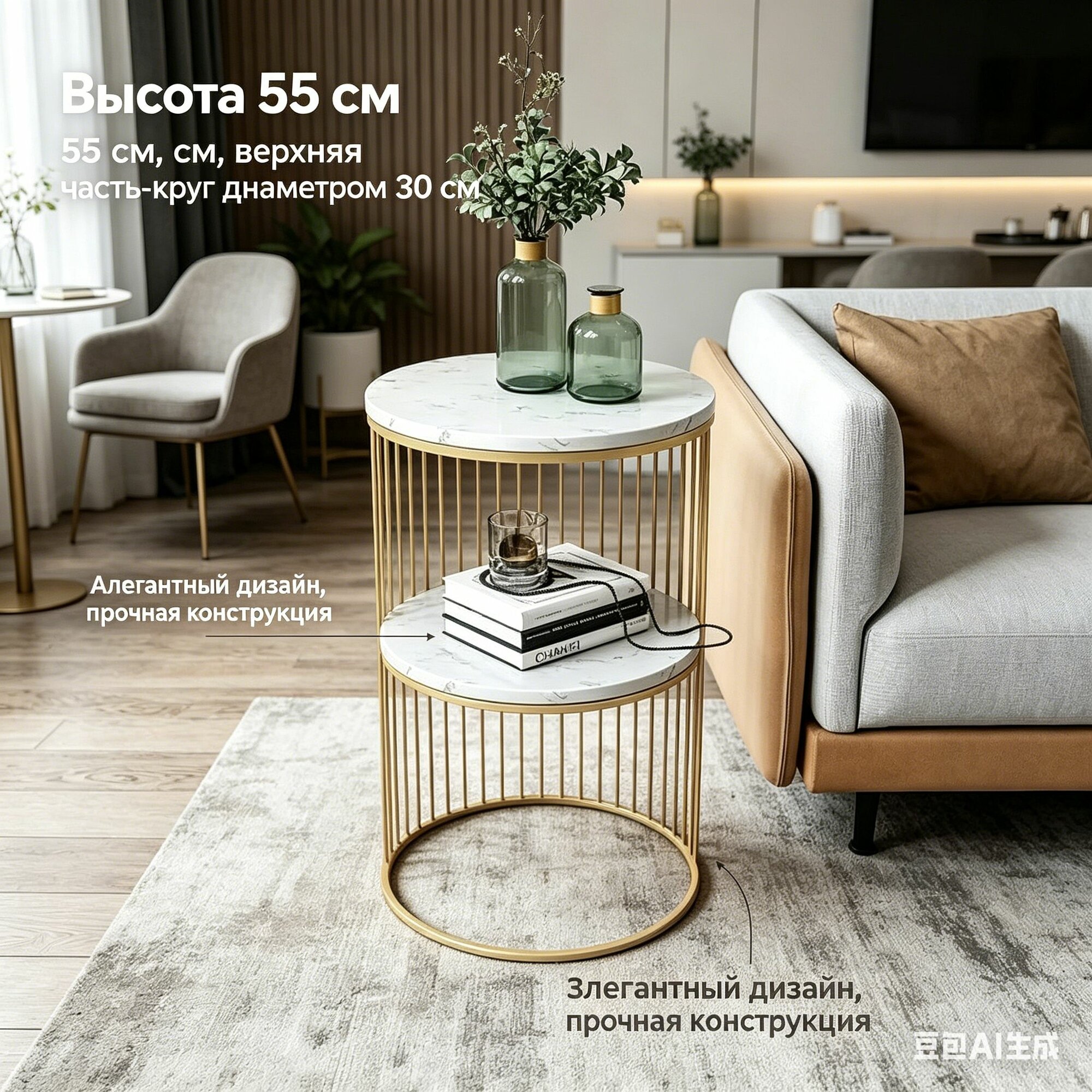 Приставной столик, 30х55х30 см