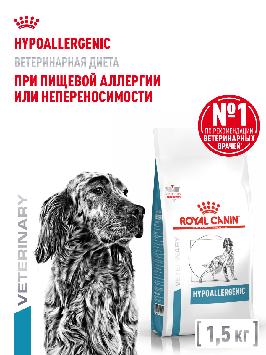 Сухой корм для собак Royal Canin Hypoallergenic ветеринарный гипоаллергенный, 1,5 кг