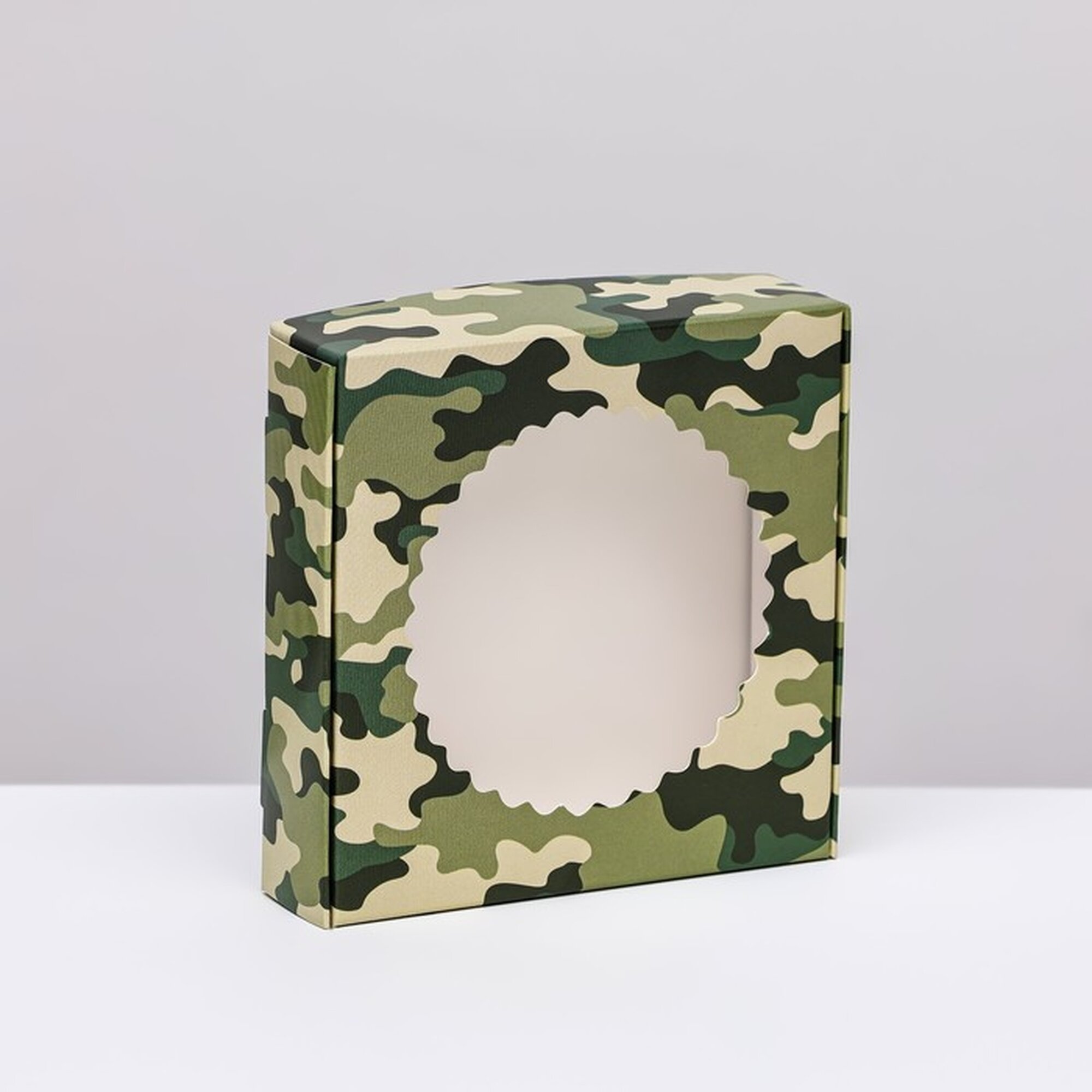 Подарочная коробка Upak Land "Камуфляж", для кондитерских изделий, 11,5×11,5×3 см