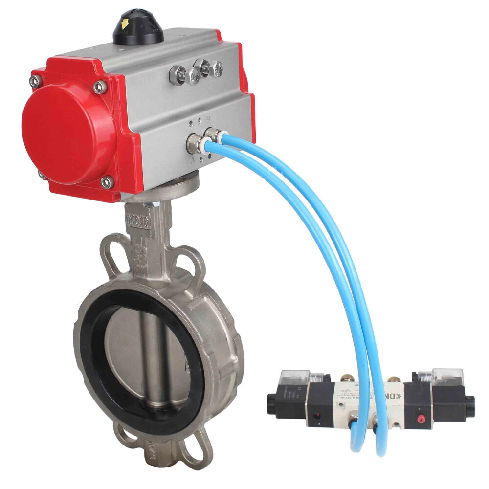 Затвор DN.ru 304-304-NBR-2W-Fb Ду100 Ру16, с пн. прив. SA-130, пн. распр. PND1-T08-220VAC NAMUR