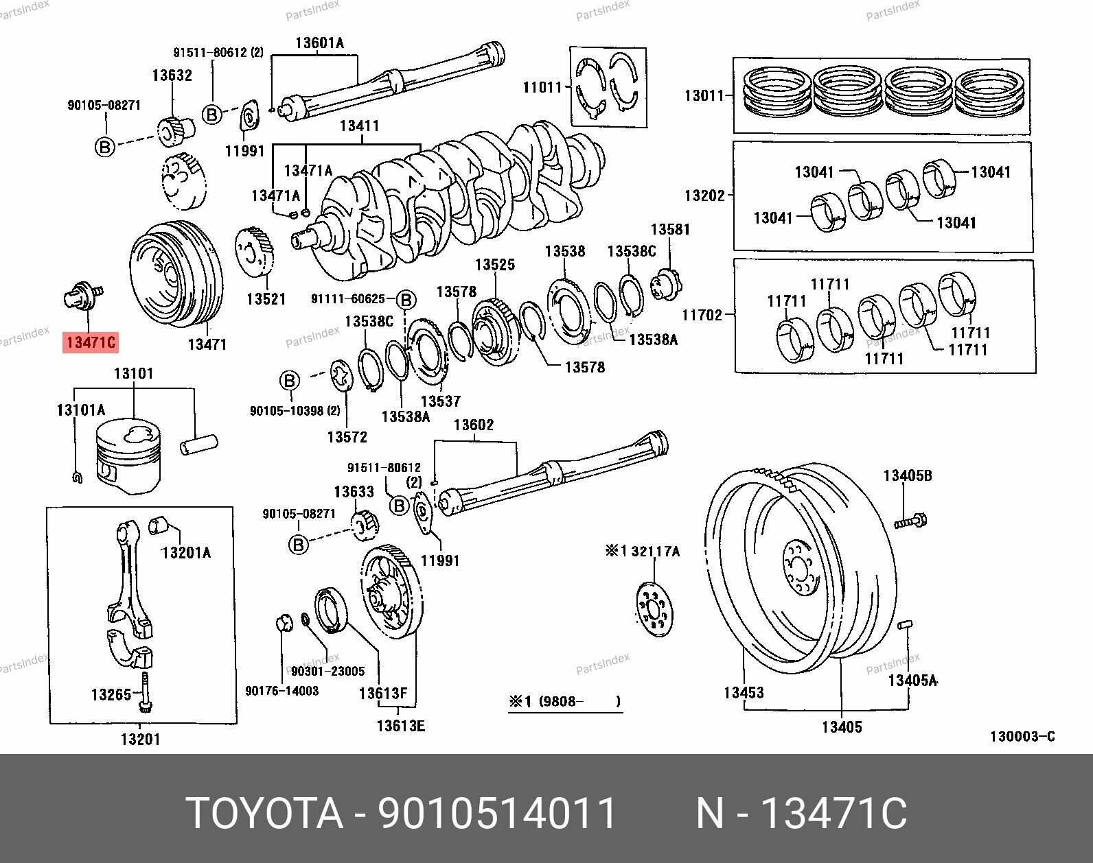 Бoлт крепления шкива коленвала, TOYOTA 9010514011