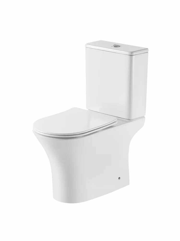 Унитаз напольный Grossman Классика (Classic) GR-4465SQ-K26 (650х355х790) безободковый, белый с тонкой крышкой, микролифт, смыв торнадо,2 места