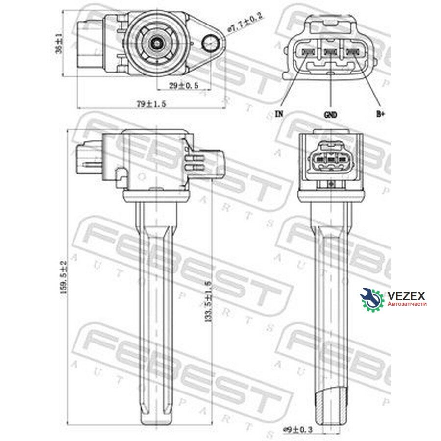FEBEST 04640-005 катушка зажигания 04640-005
