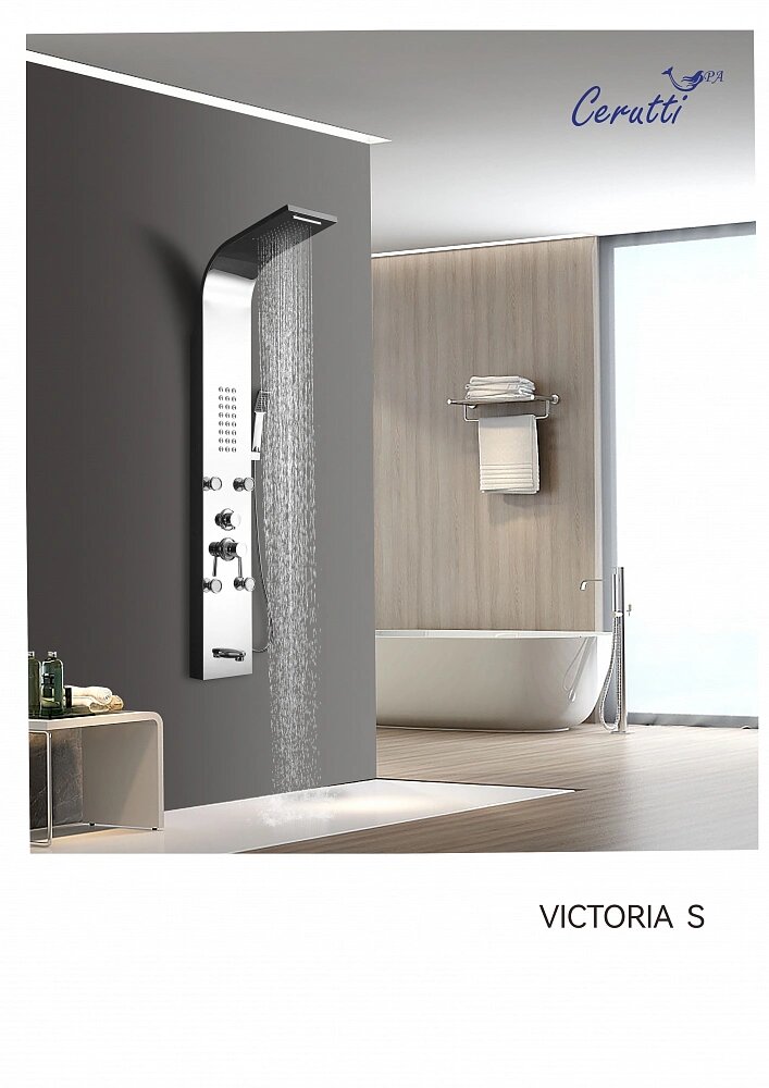 Душевая панель Ceruttispa виктория (VICTORIA) S CT9976 из нержавеющей стали, цвет серебро
