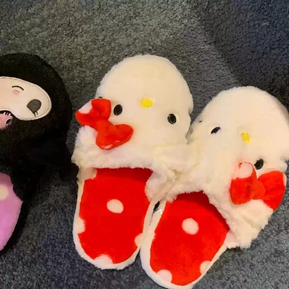 MINISO Тапочки Sanrio Coolmi Melody, мультяшная собачка с корицей, плюшевые туфли Hello Kitty, теплая домашняя обувь, нескользящая обувь для дома, весна и осень, Размер: Один размер для EU 36-39