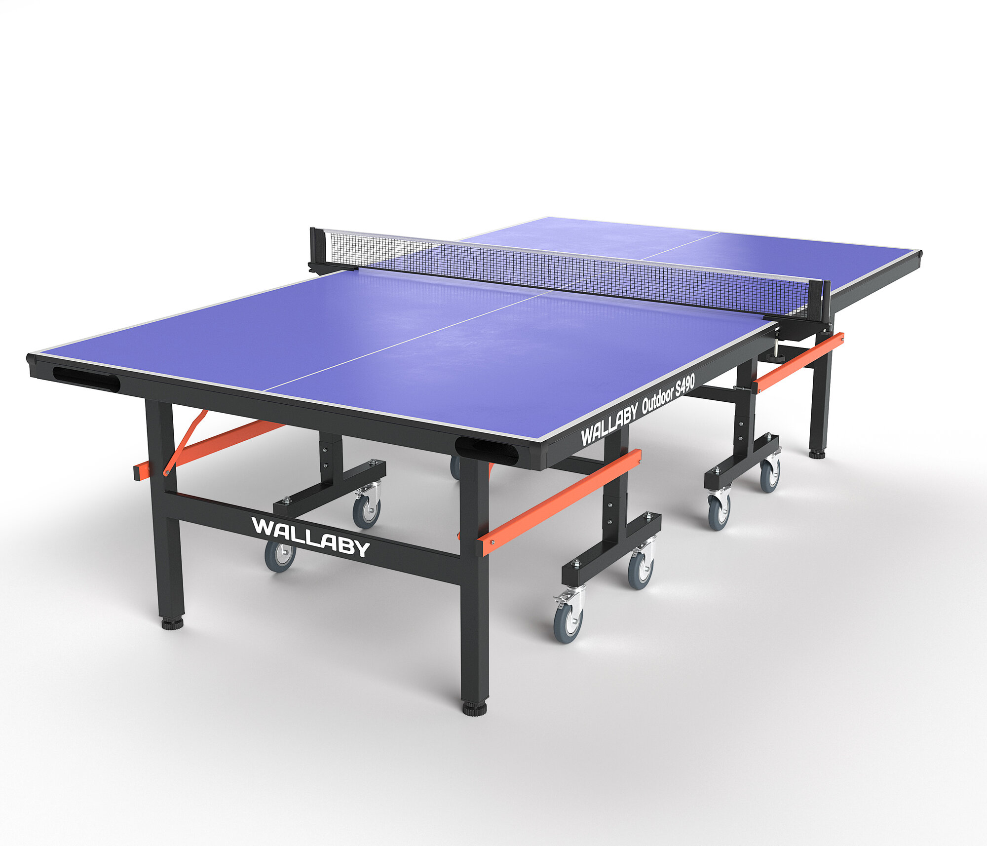 Теннисный стол Wallaby S490 Blue Outdoor, складной, всепогодный, синий, для улицы всесезонный